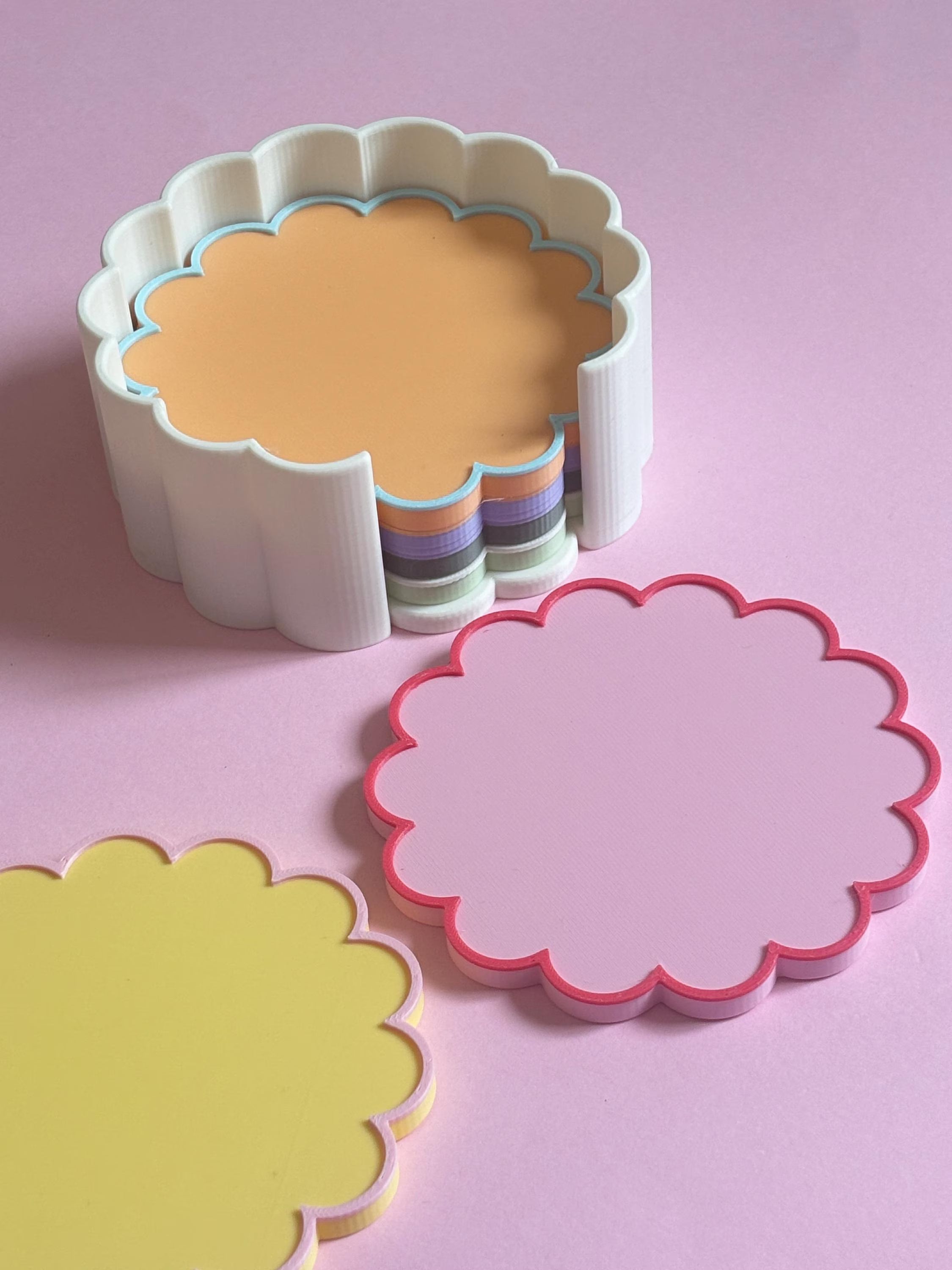 Multicoloured Scalloped Drink Coasters – The Print'd Home